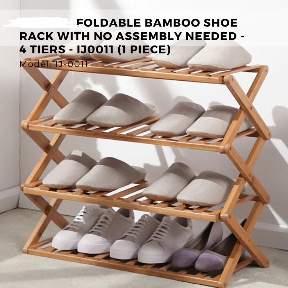 5-tier collapsible / foldable wooden shoe rack, Furniture & Home Living ...