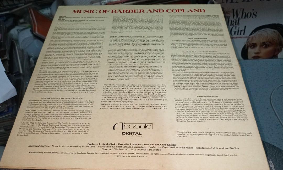 古典名盤 美版 COPLAND: Saga of the Prairies; BARBER: Capricorn Concerto ...