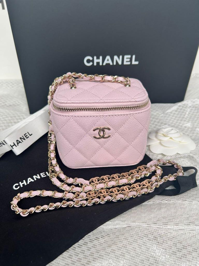Authentic Chanel Mini Vanity Case Sakura Bag Caviar, Luxury, Bags ...