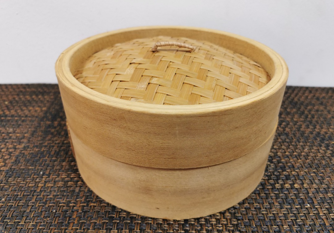 Bamboo Cane Dim Sum Steamer Tray Basket with Cover, Furniture & Home ...