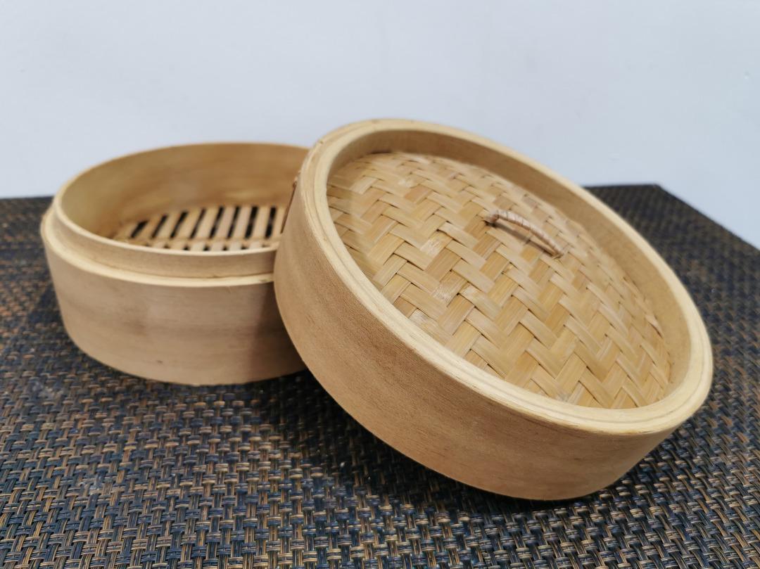 Bamboo Cane Dim Sum Steamer Tray Basket with Cover, Furniture & Home ...