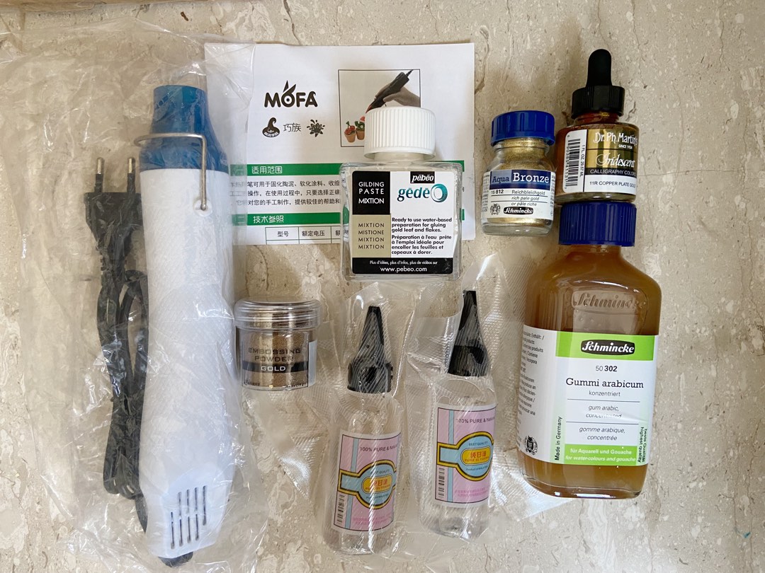 Calligraphy wedding Veronica Halim tools heat gun gum arabic glycerin ...