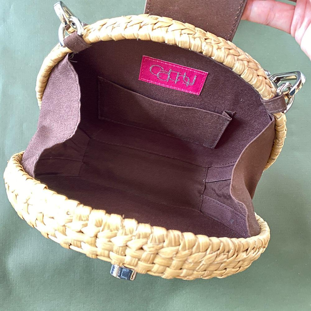 CATHYS BAGS Rattan Raffia Basket Wicker Beach Round Bag, Women's ...
