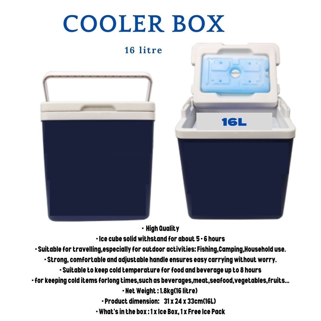 Cooler box / Cold storage box + free 1 ice pack - 16 litre - picnic ...