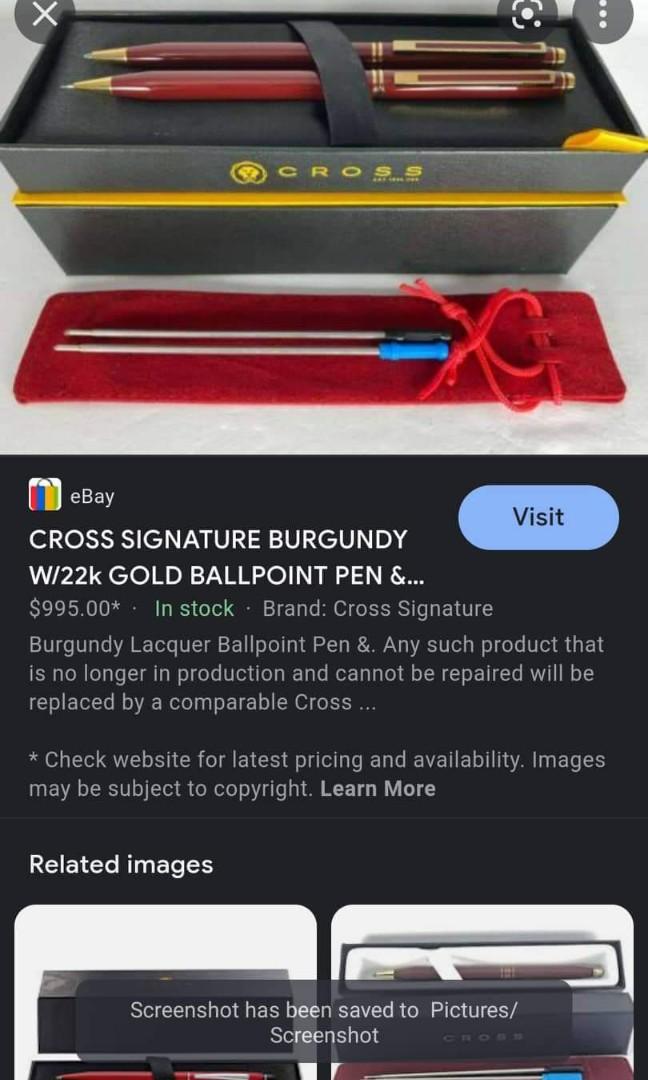 Cross Signature Executive Series Burgundy Lacquer w/ 22K Gold Ballpoint ...