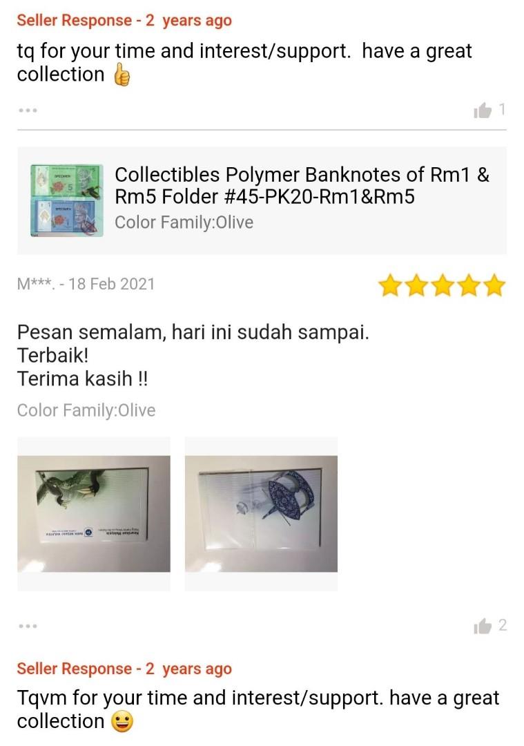 Distinctively Malaysia Banknotes Rm1 & Rm5 Polymer Banknote of Wildlife ...