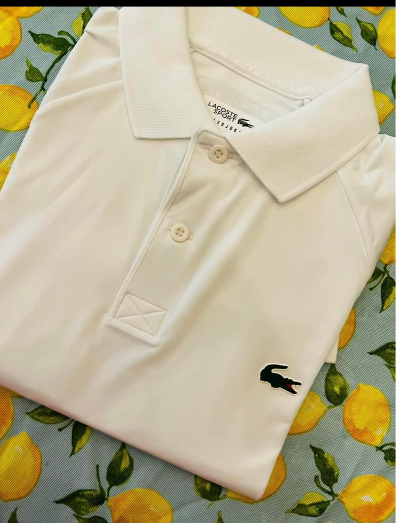 Djokovic Lacoste Dri Fit Polo Shirt white, Men's Fashion, Tops & Sets ...