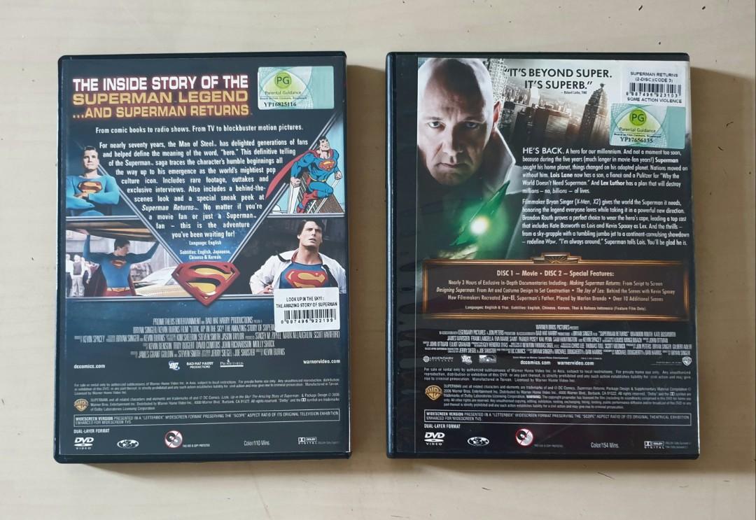 DVD, The Amazing Story Of Superman, Superman Return,Superman II,III,IV ...