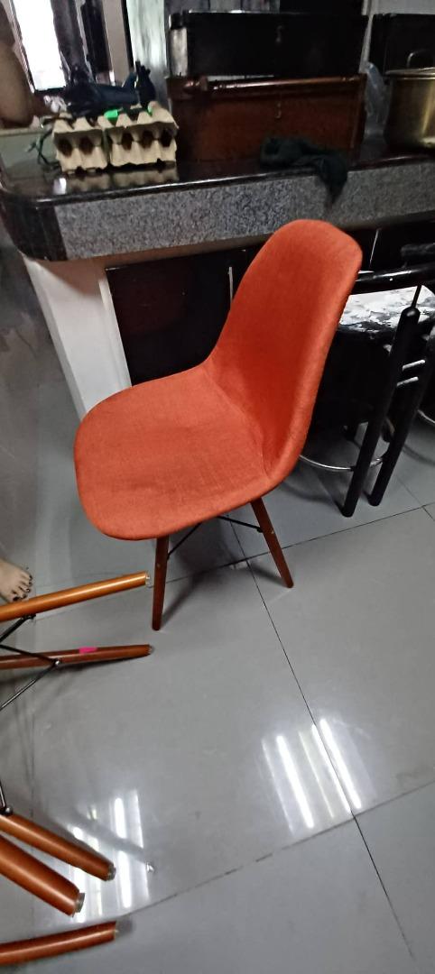 Elegant Tri-Color Upholstered Accent Chairs with Wood Eiffel Legs ...