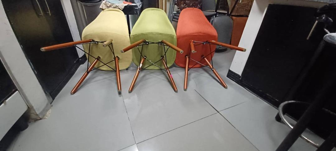 Elegant Tri-Color Upholstered Accent Chairs with Wood Eiffel Legs ...