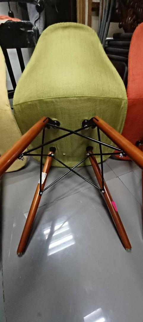 Elegant Tri-Color Upholstered Accent Chairs with Wood Eiffel Legs ...