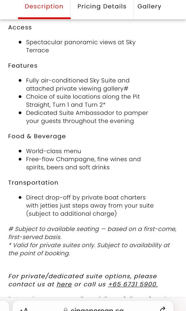 F1 sky suite ticket x 2 - 1 october, Tickets & Vouchers, Event Tickets ...