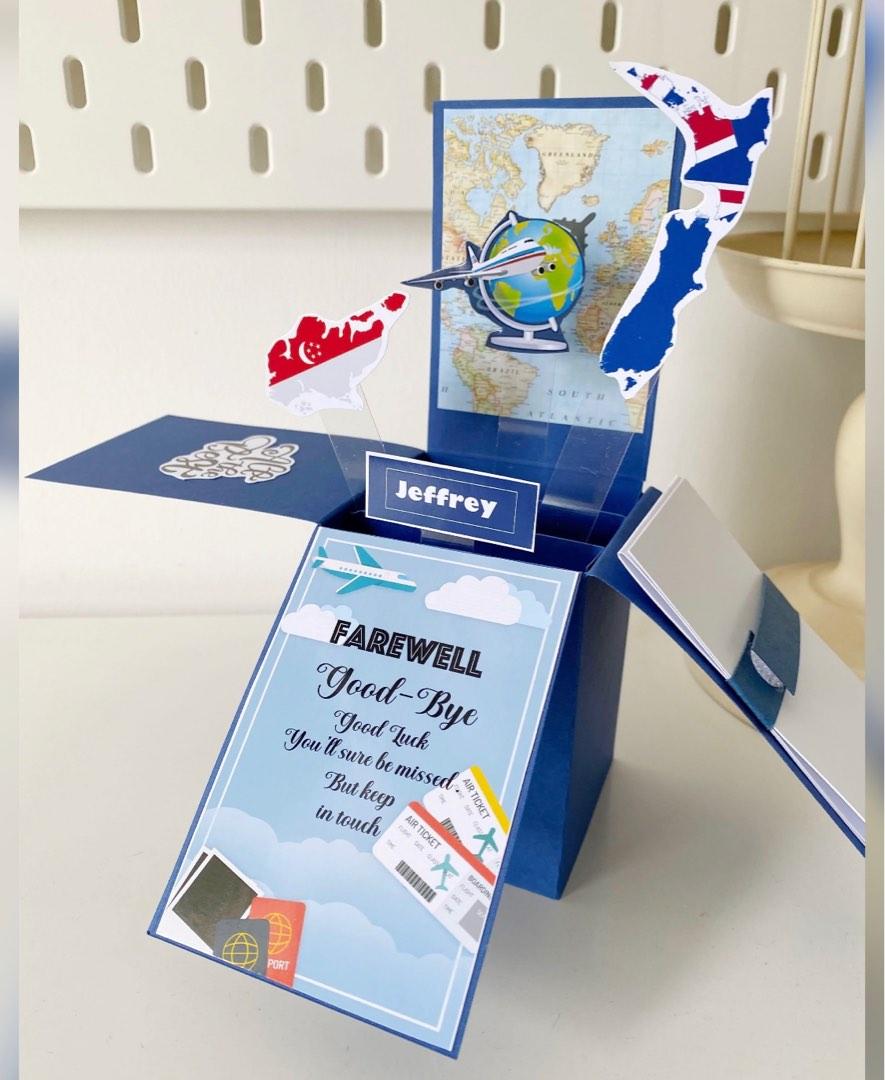 Farewell interactive goodbye country flag map pop up handmade card ...