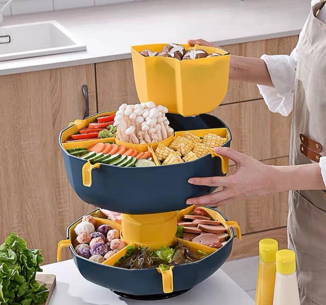 Hot pot steamboat 2 tier Platter Tray, Furniture & Home Living ...