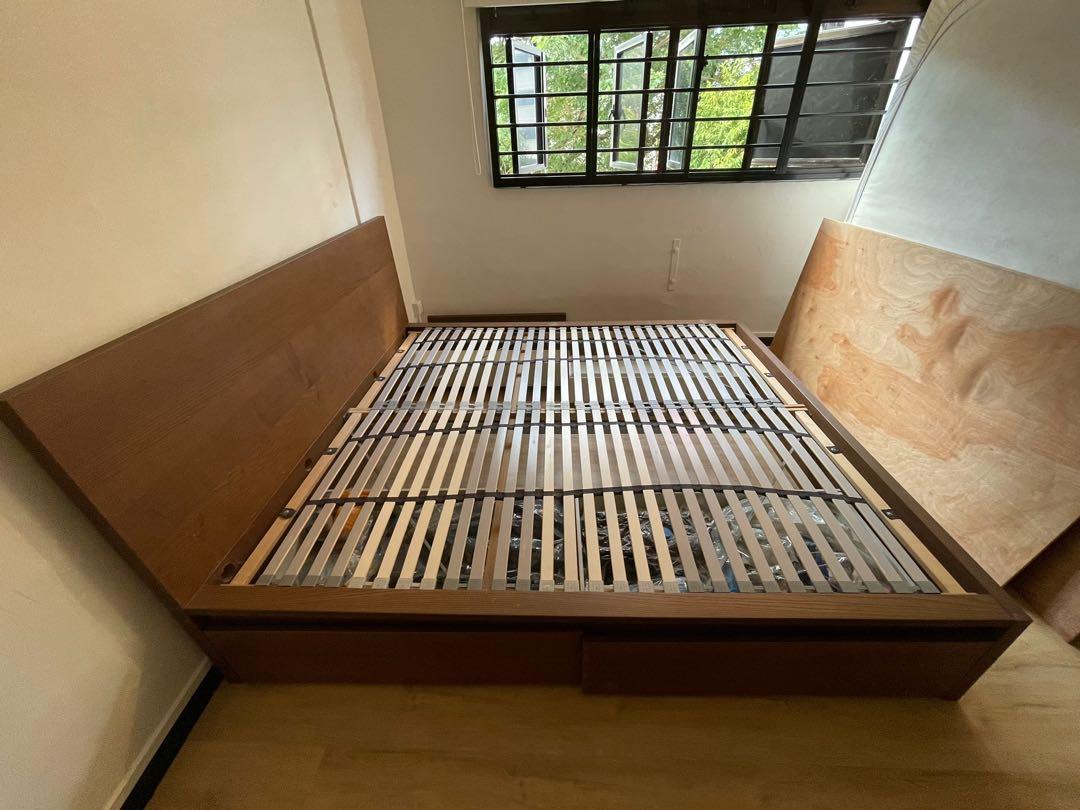 King bed frame (IKEA) MALM, Furniture & Home Living, Furniture, Bed ...