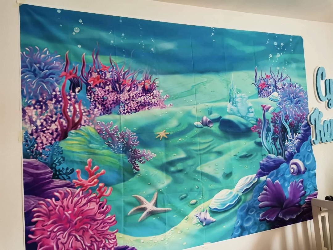 Mermaid Theme/Under the Sea Theme Backdrop only, Hobbies & Toys ...