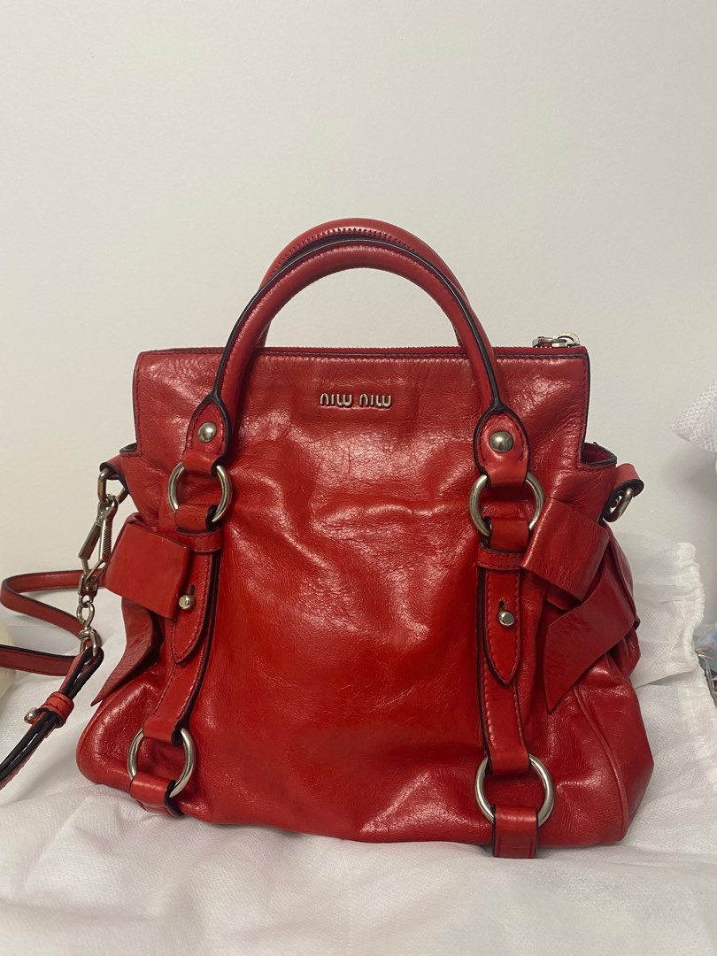 Miu Miu Red Nappa Two Way Satchel Leather, Luxury, Bags & Wallets on ...