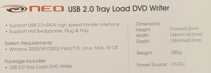 Neo USB 2.0 Tray load DVD writer, Computers & Tech, Parts & Accessories ...
