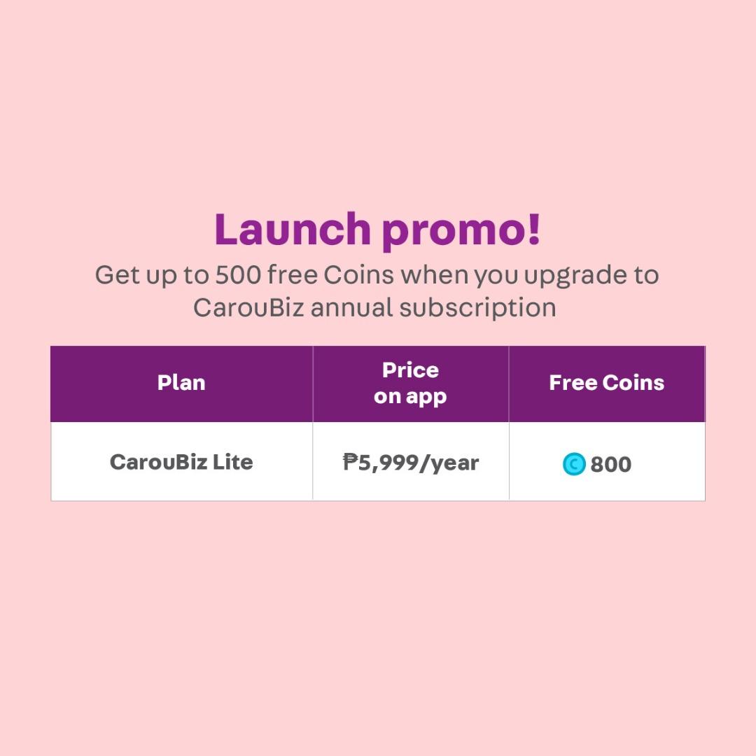 New CarouBiz Annual Subscription, Announcements on Carousell