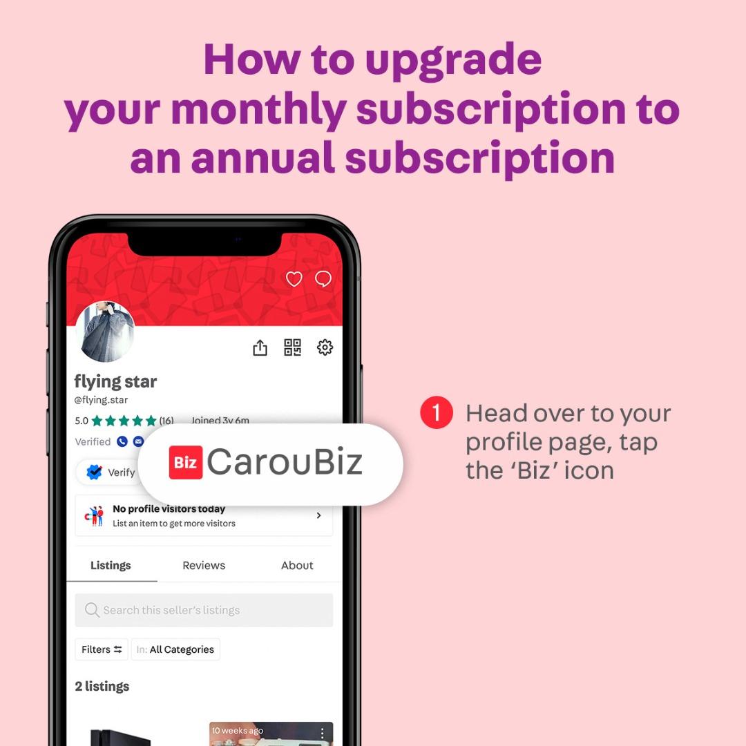 New CarouBiz Annual Subscription, Announcements on Carousell