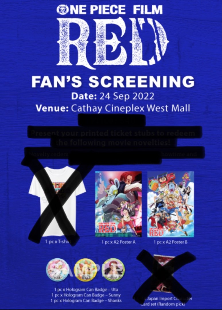 One Piece Film Red Movie Tickets Tickets Vouchers Event Tickets On Carousell