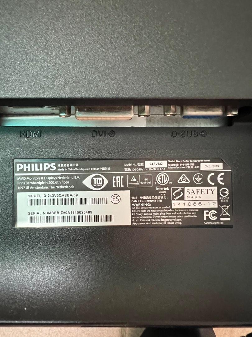 Philips 243V5Q 24 inch Monitor, Computers & Tech, Parts & Accessories ...