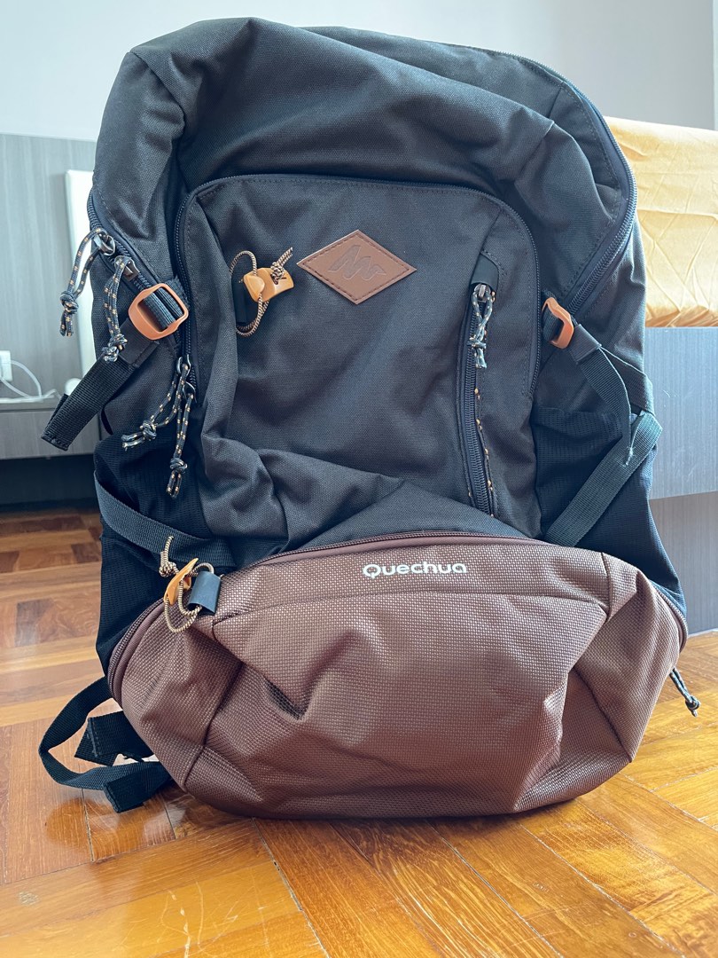 Quechua Backpack w coat cover, Men's Fashion, Bags, Backpacks on Carousell