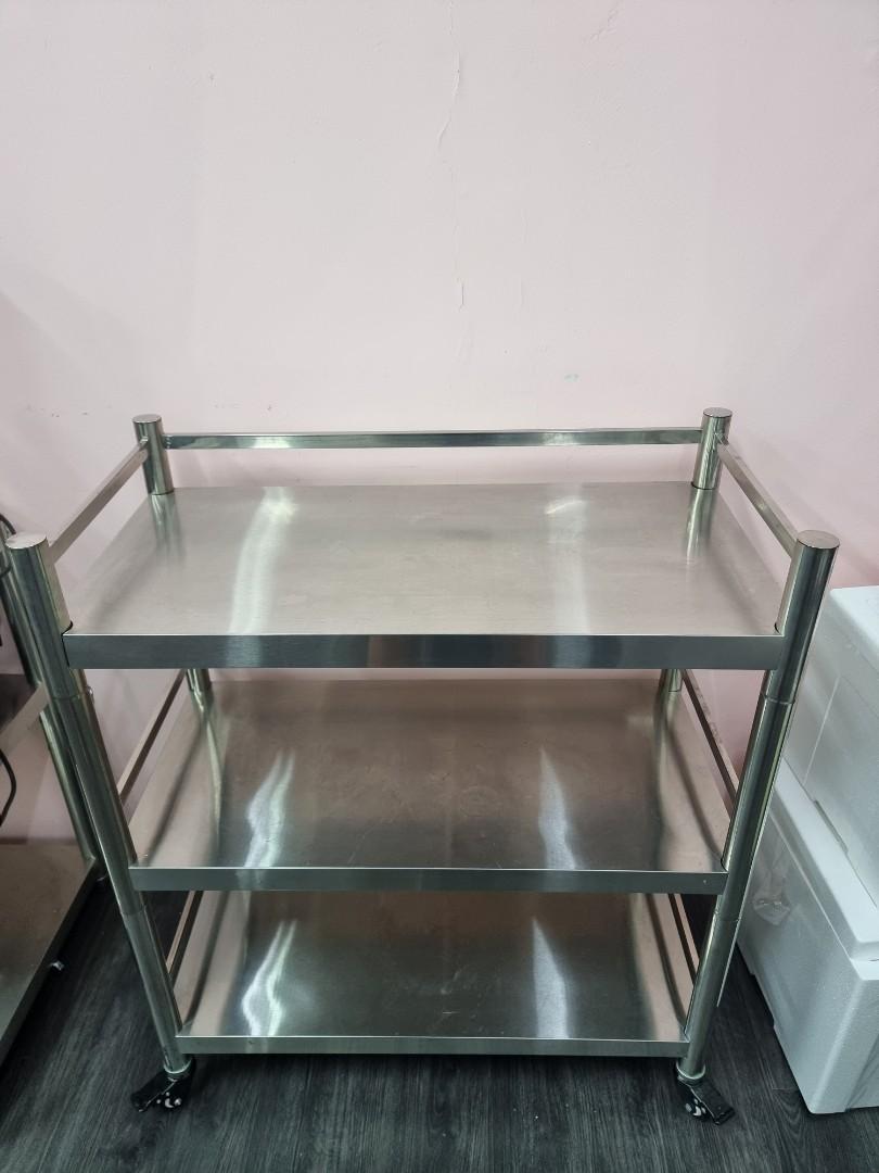 Rack 3 tier with wheels Stainless steel, Furniture & Home Living ...
