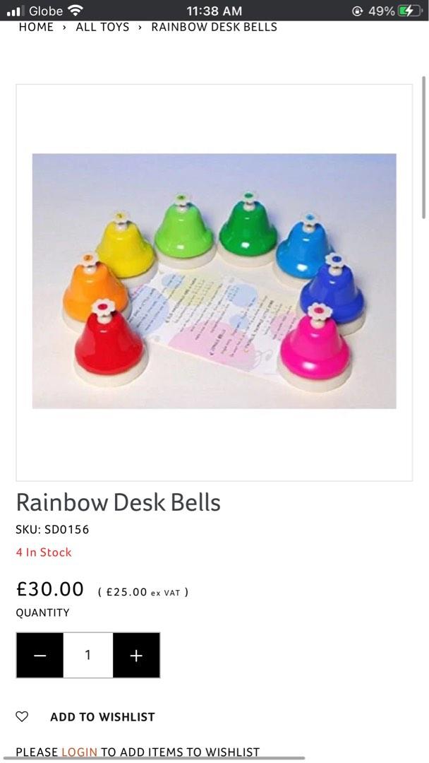Rainbow desk bells, Hobbies & Toys, Toys & Games on Carousell