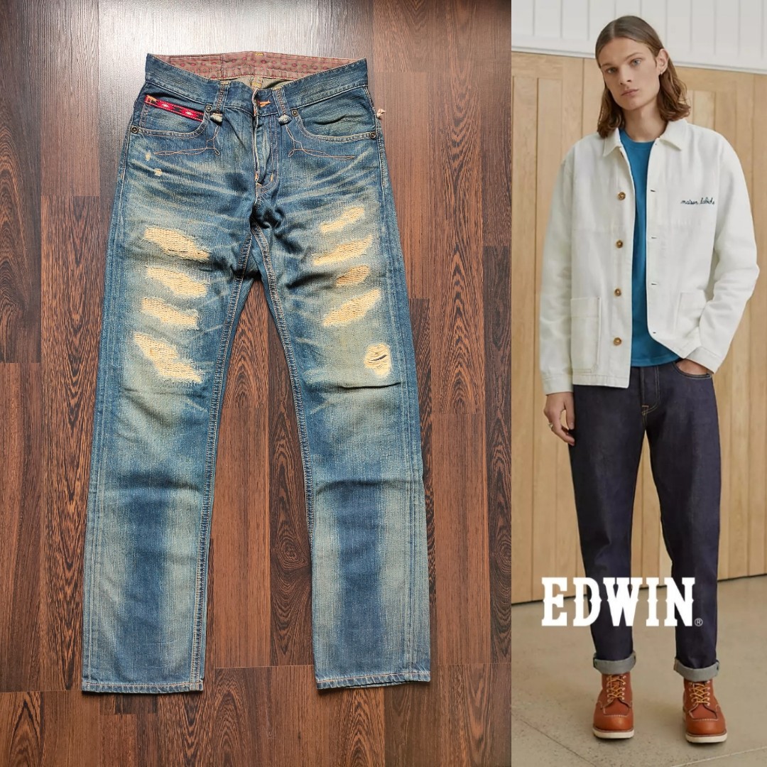 RARE! EDWIN® ORIGINAL EXCLUSIVE VINTAGE XV | Distressed Denim, Men's Fashion, Bottoms, Jeans on ...