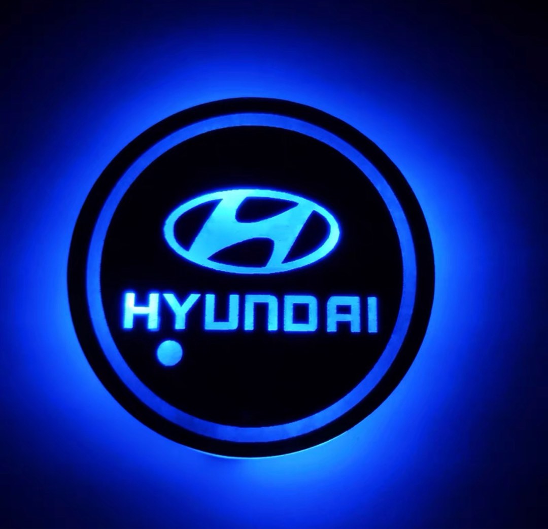(READY STOCK) Hyundai car coasters with rainbow LED lighting, Car ...