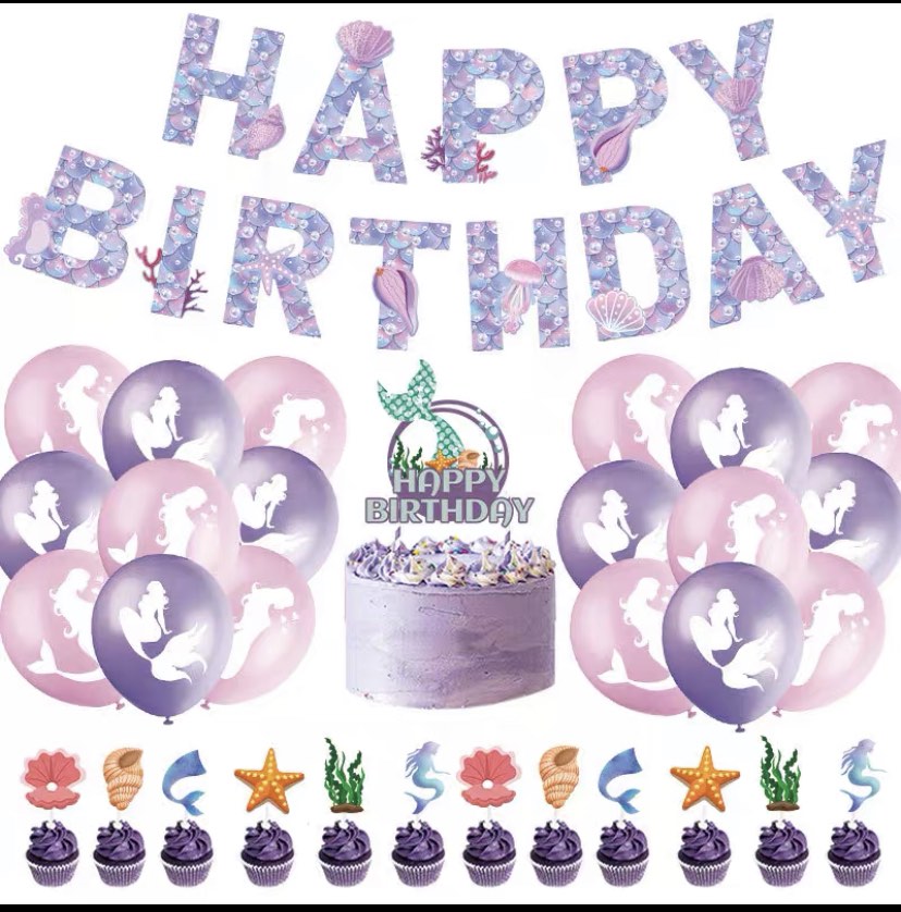 (Ready Stock)Mermaid Theme Birthday Decor Set, Hobbies & Toys ...
