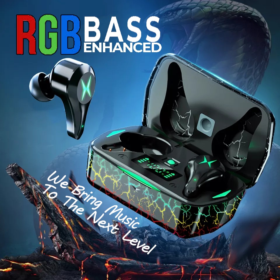 RGB Bass Boosted TWS Wireless Bluetooth Earphones HiFi Stereo Sport ...