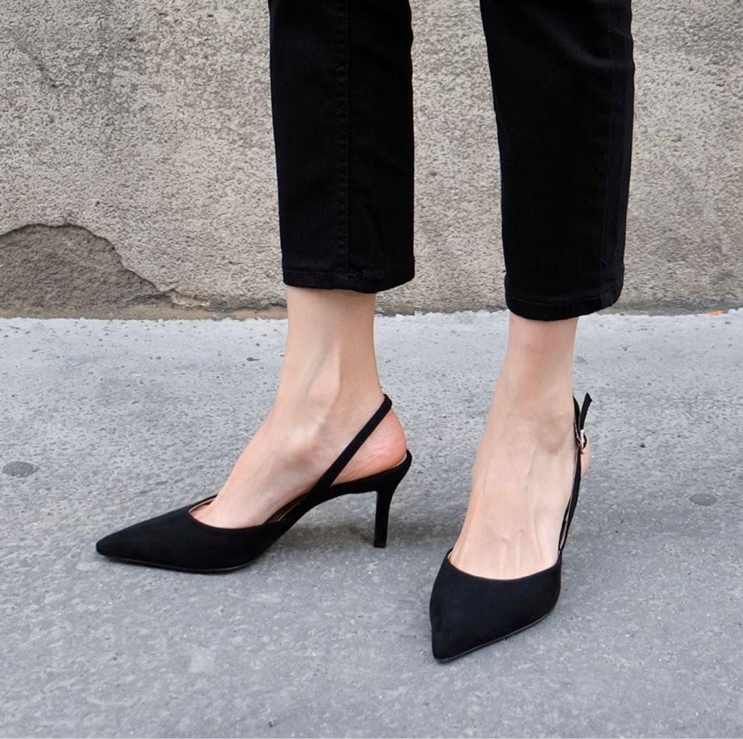 Sappun Korea Original - Suede Stiletto Slingback High Heel, Fesyen ...