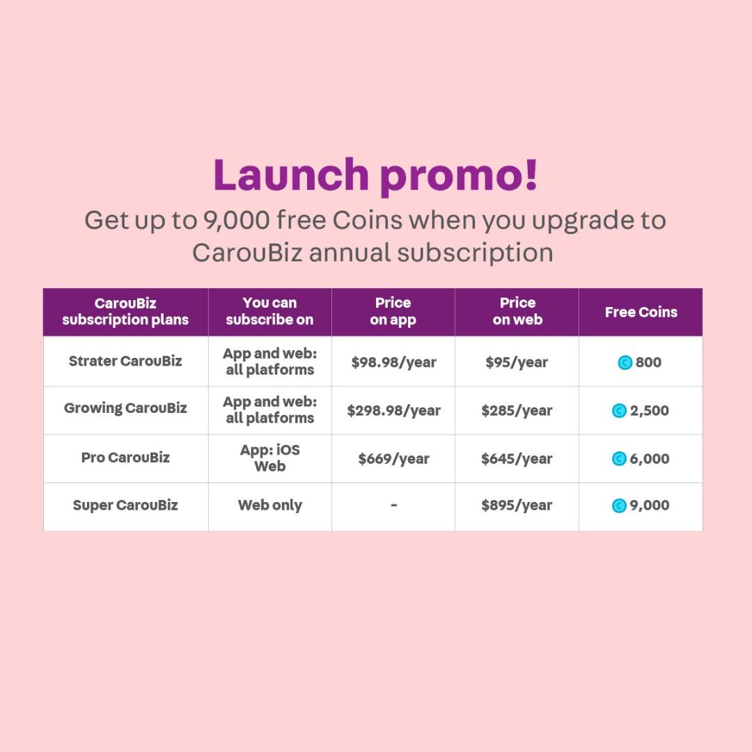 New CarouBiz Annual Subcription, Announcements on Carousell
