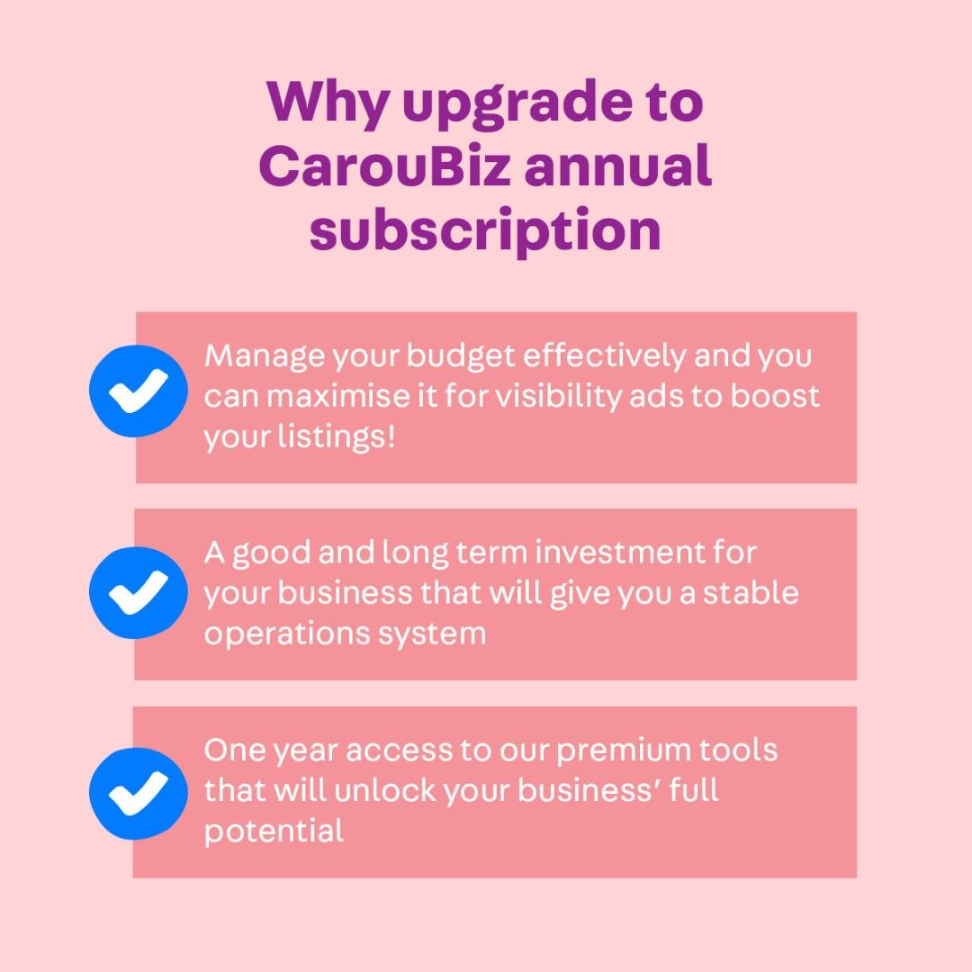 New CarouBiz Annual Subcription, Announcements on Carousell