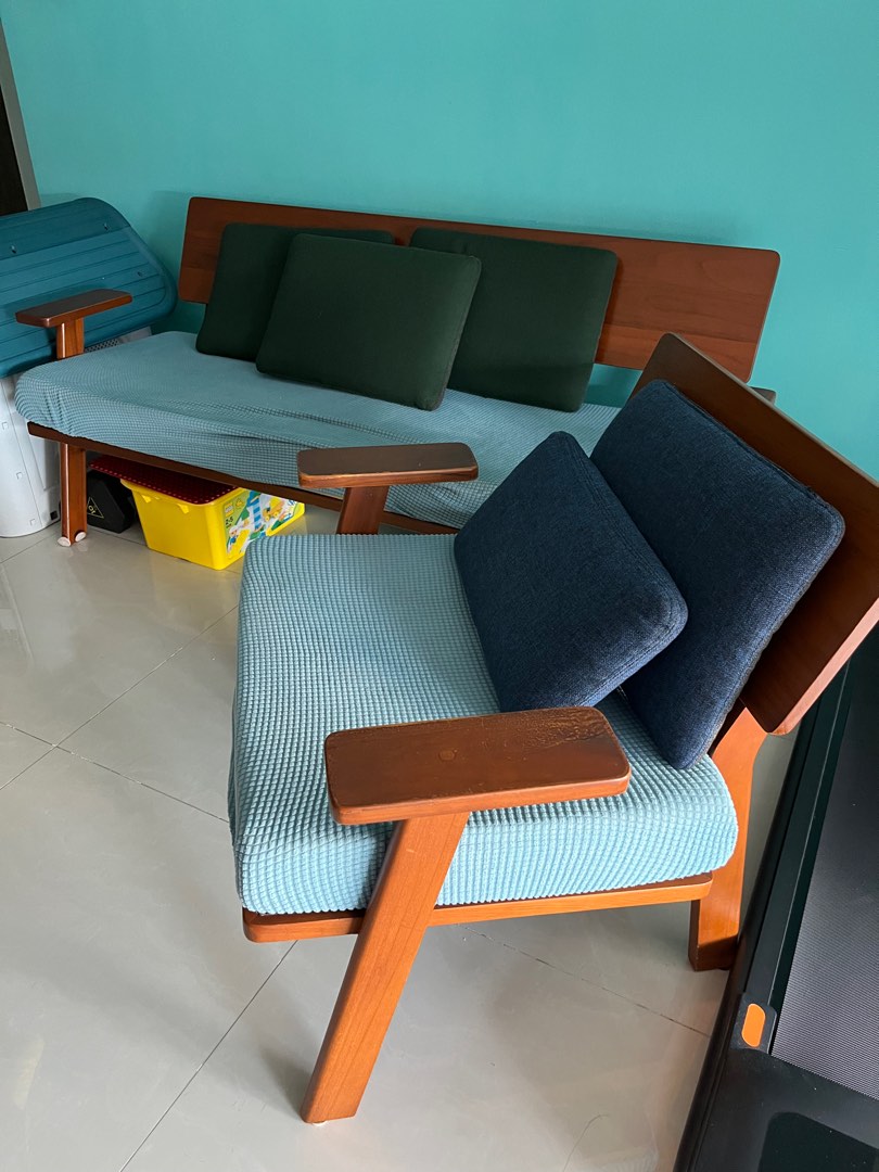 Scanteak Duo 2 seater + Mono Armchair, Furniture & Home Living, Furniture, Sofas on Carousell