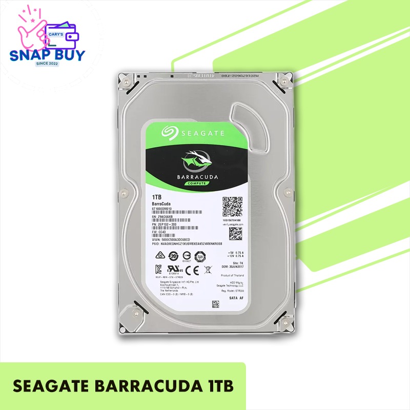 Seagate Barracuda 1TB ST1000DM010 3.5 SATA Hard Disk, Computers & Tech, Parts & Accessories ...