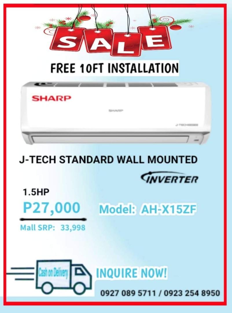SHARP J-TECH STANDARD Inverter Split Type Aircon, TV & Home Appliances ...