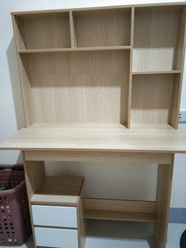 Simple modern computer desk desktop home writing office small bookshelf ...