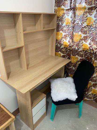 Simple modern computer desk desktop home writing office small bookshelf ...