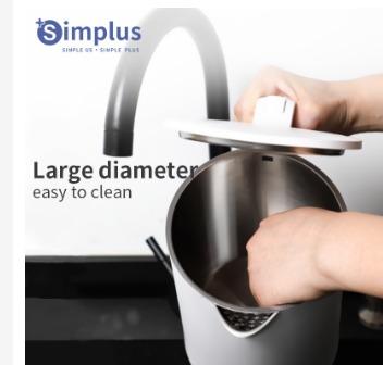 Simplus Electric Kettle 1.8L 304 Stainless Steel 1500w Automatic Power ...