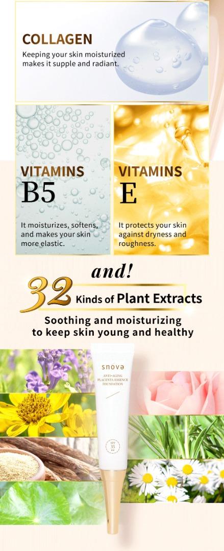 【SNOVA】Snova Moisturizing and Anti-Aging Placenta Essence Foundation ...