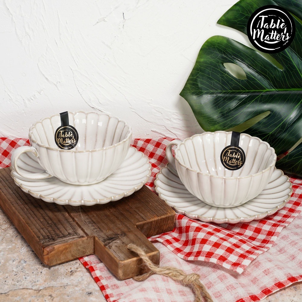 Table Matters - White Scallop - Tea Cup and Saucer, Furniture & Home Living, Kitchenware ...