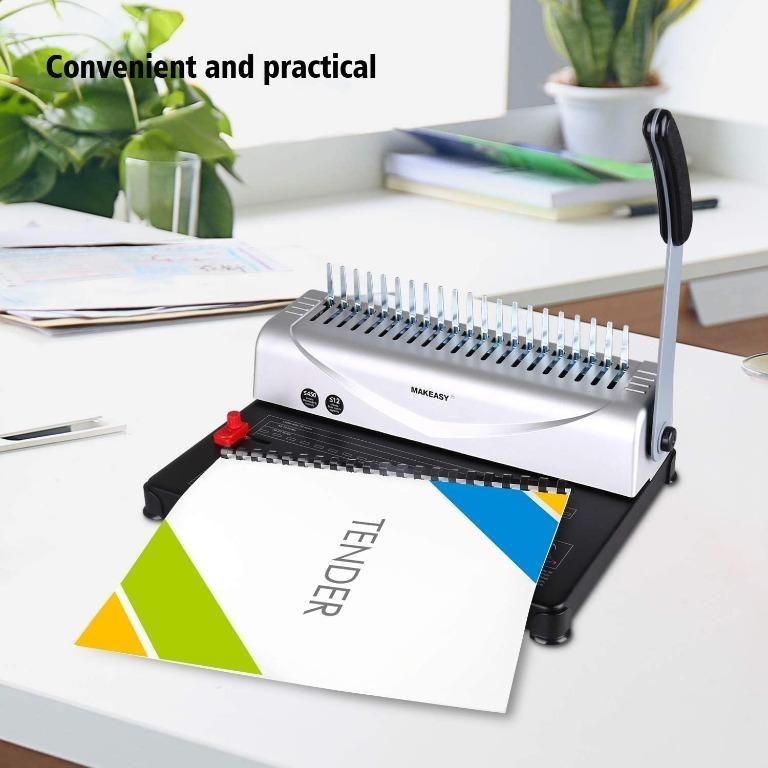 TS. MAKEASY Comb Binding Machine, 21-Hole, 450 Sheet, Paper Punch ...