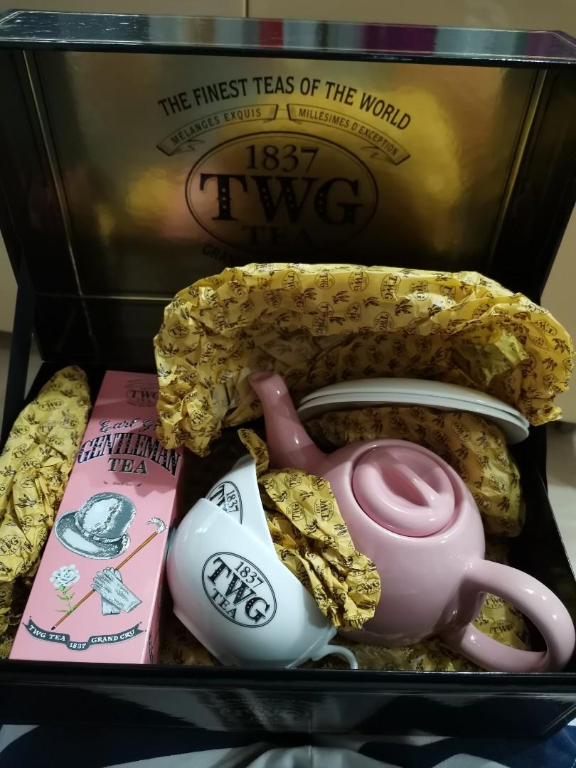 TWG GIFT box set, earl grey gentlemen tea, cups, saucers, teapot, Food ...
