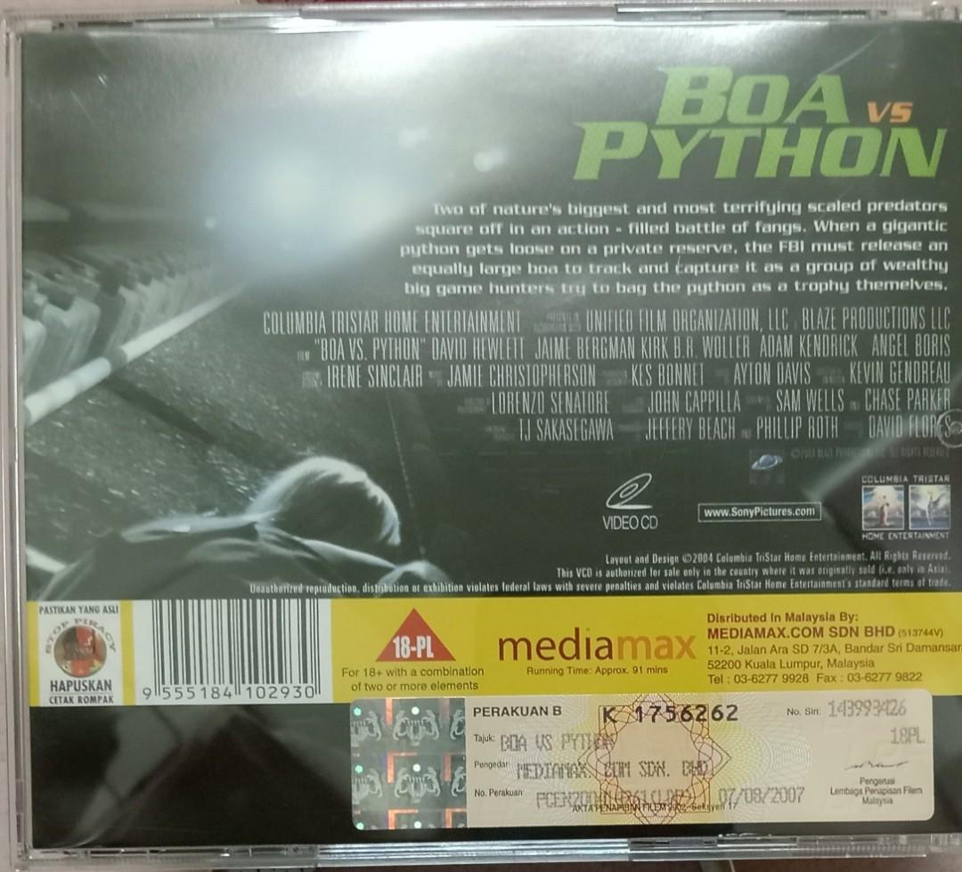 VCD Boa vs Python, Hobbies & Toys, Music & Media, CDs & DVDs on Carousell