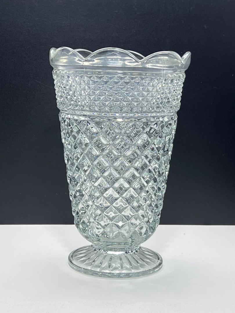 Vintage Anchor Hocking Wexford Waffle-Cut Flower Vase, Furniture & Home ...