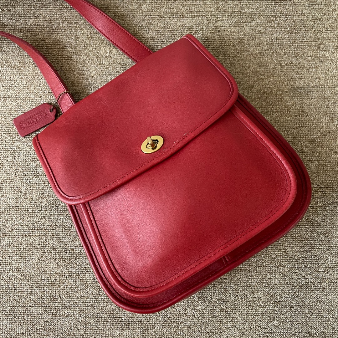Vintage Coach Sidepack 9979, Coach Red Leather Crossbody Bag, Authentic ...