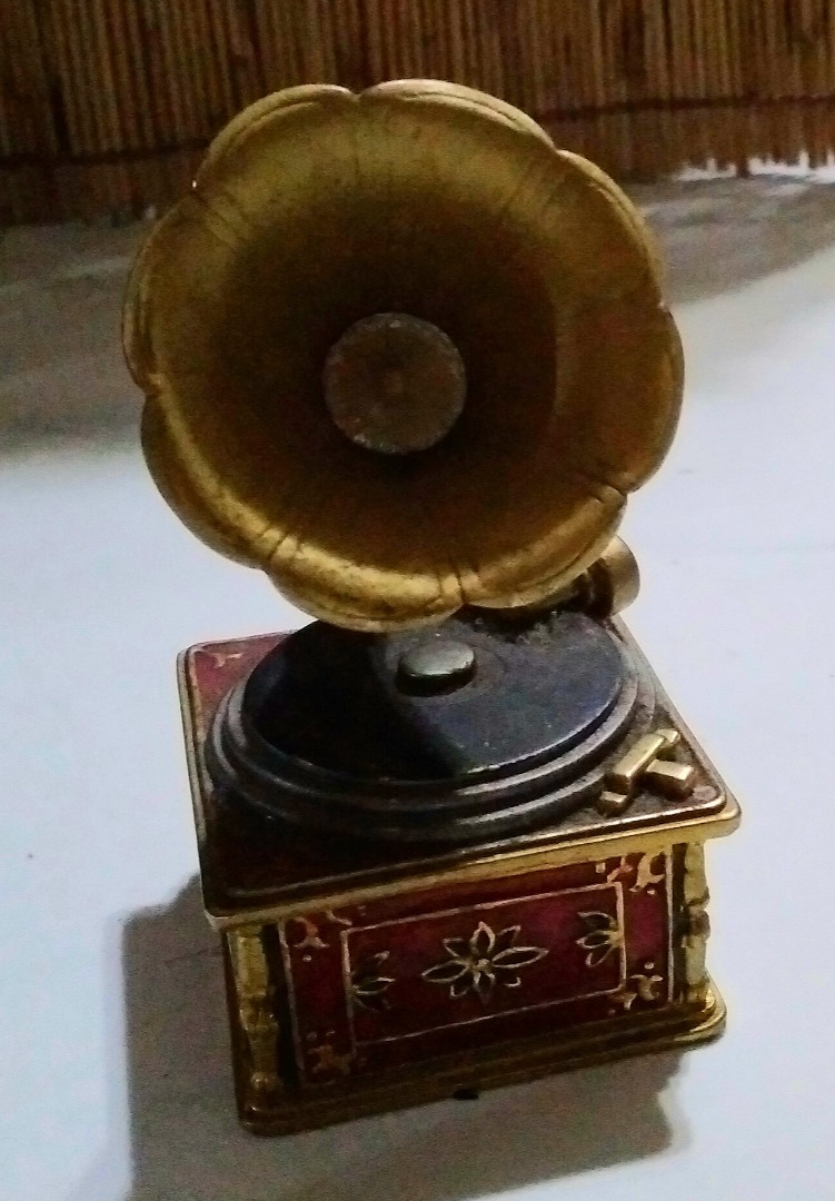 Vintage Miniature Gramophone Enamel Trinket Box with Rhonestone, with ...